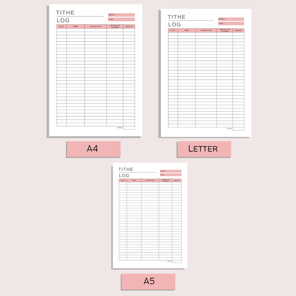 Tithe Log | Printable Tithing Record | Church Giving Log | Financial ...