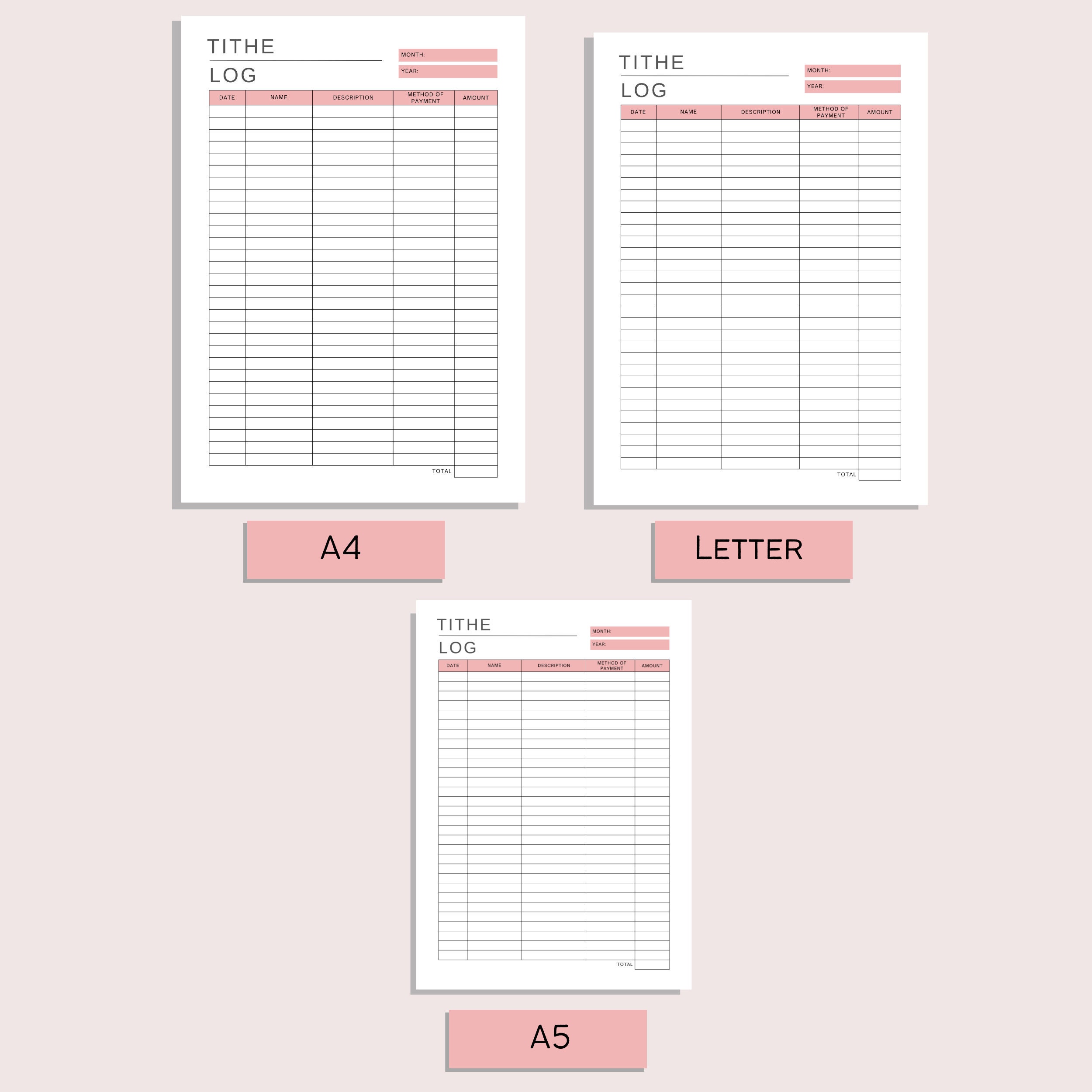 Tithe Log | Printable Tithing Record | Church Giving Log | Financial ...