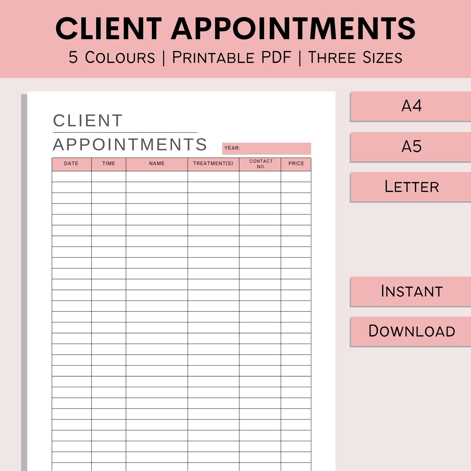 Client Appointments | Printable Appointment Tracker | Meeting Log ...