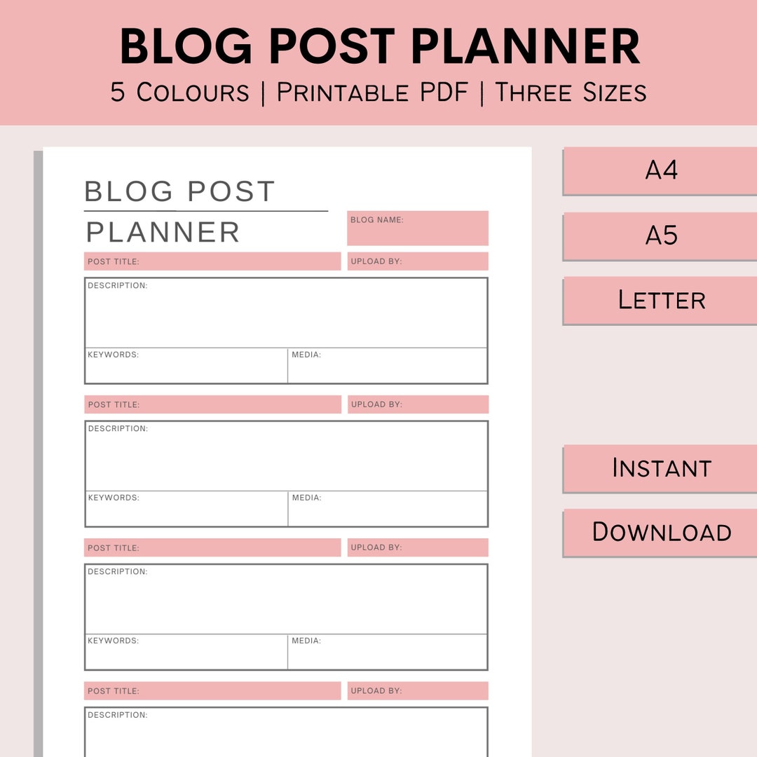 Blog Post Planner | Printable Blog Idea Tracker | Website Post Series ...