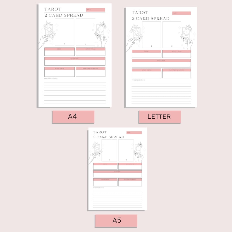 Tarot Journal Printable | 2 Card Spread | Tarot Daily Diary | Witchy ...