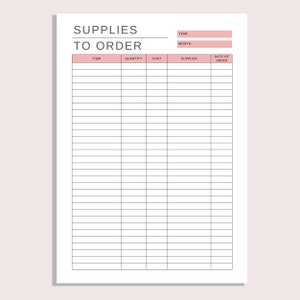 Business Inventory Tracker Printable | Supply Order Form | Product ...