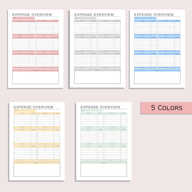 Yearly Expense Overview Printable | Upcoming Expenses | Budget Plan ...