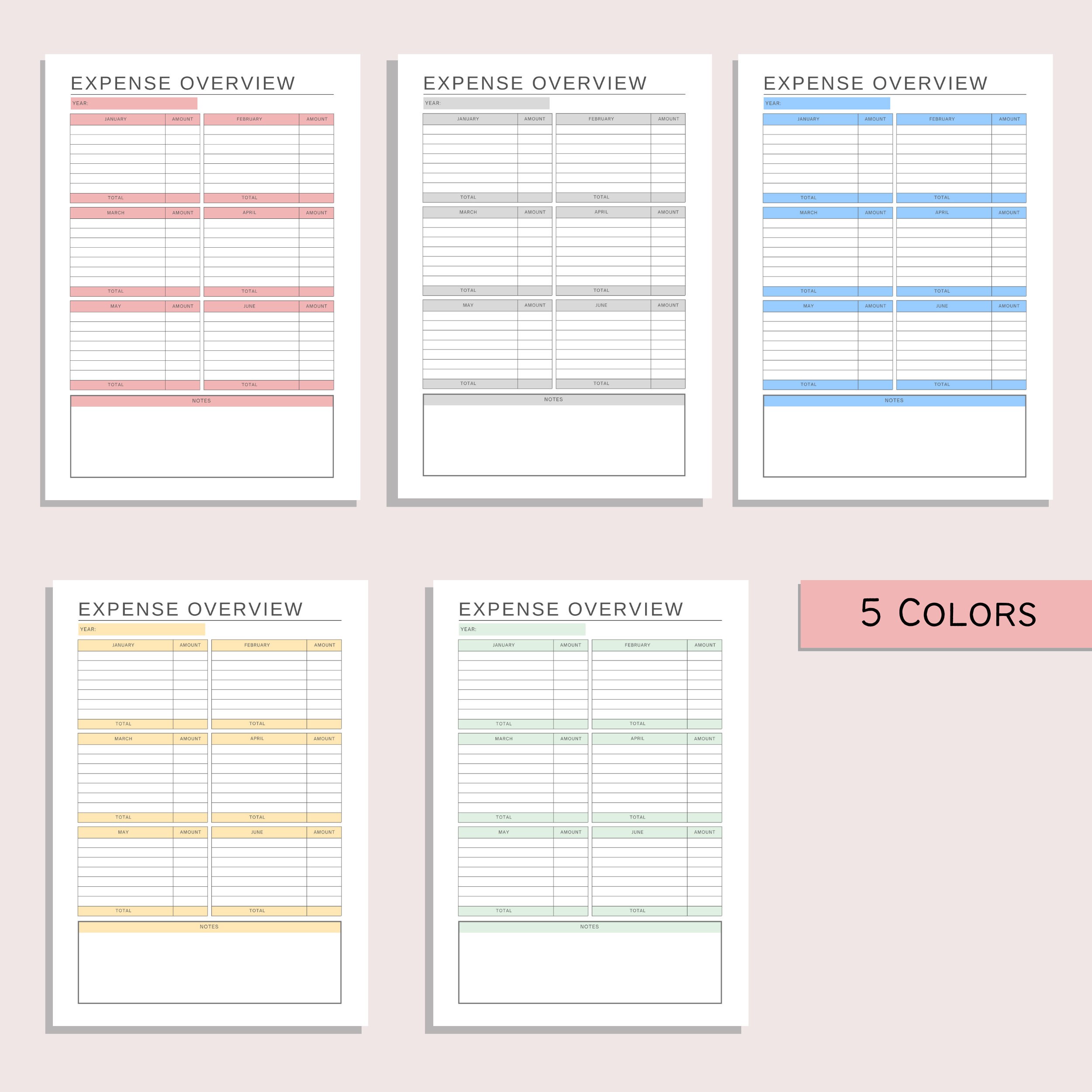 Yearly Expense Overview Printable | Upcoming Expenses | Budget Plan ...