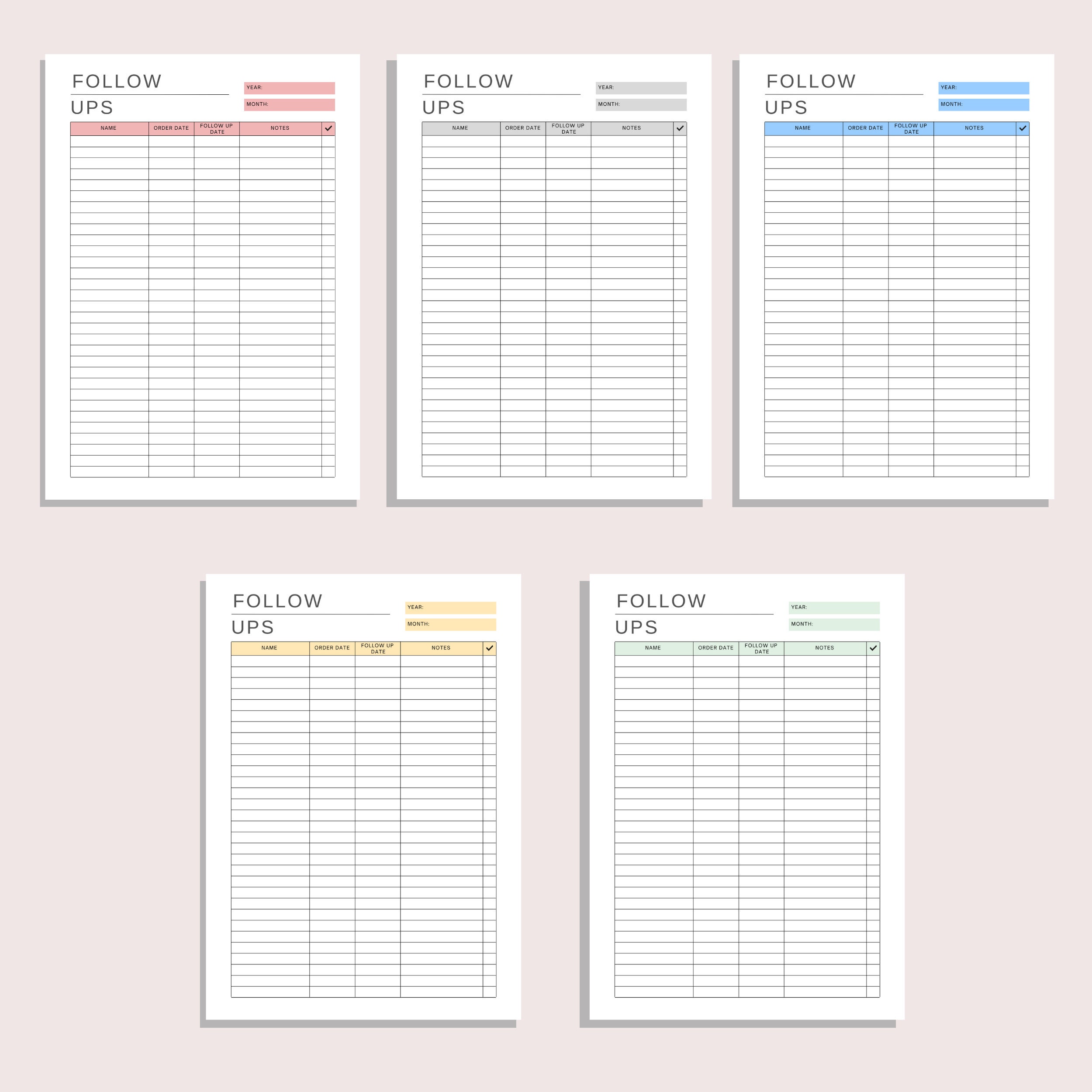 Follow Ups List | Printable Business Follow Ups | Small Business Form ...