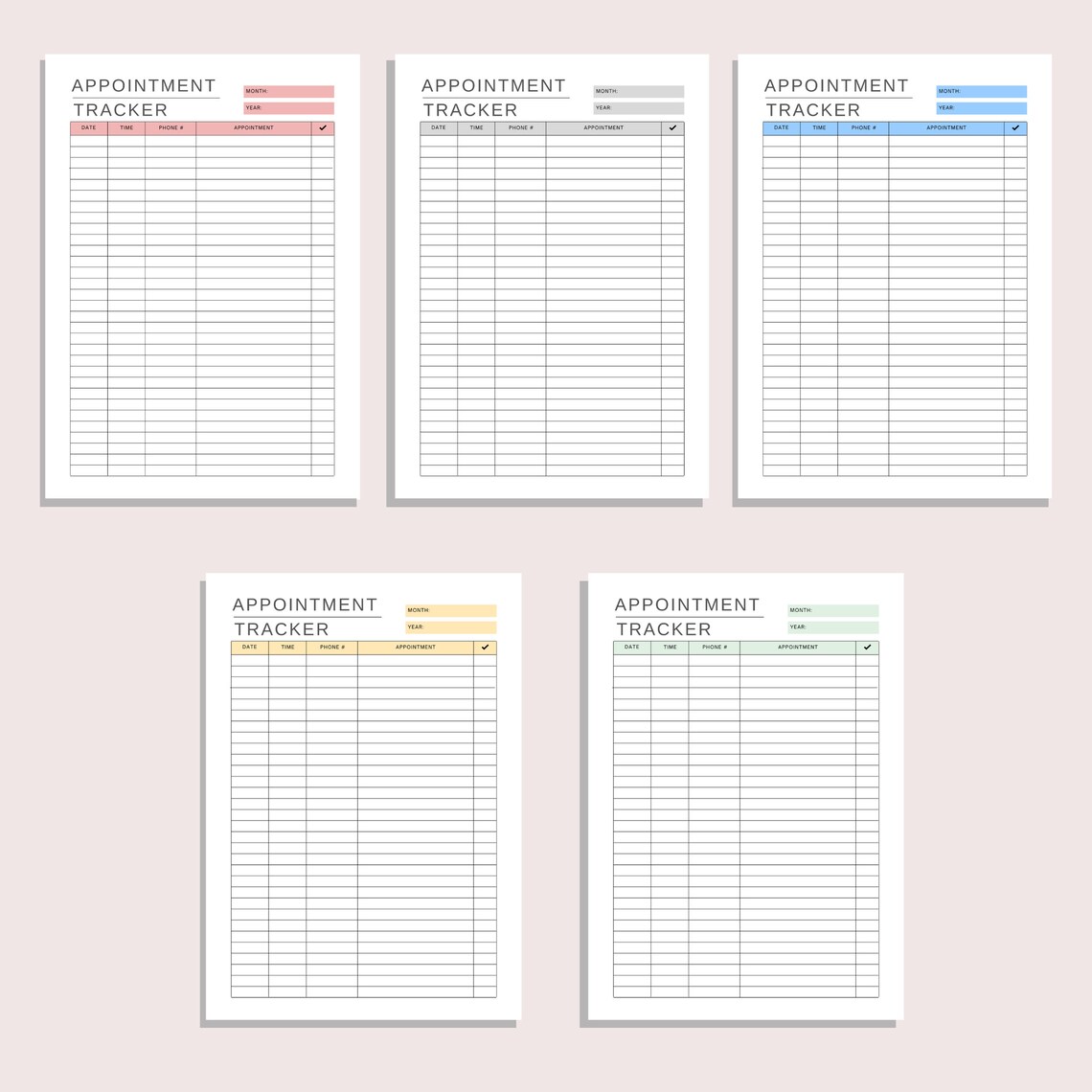 Appointment Tracker, Appointment Organiser, Client Log, Printable ...