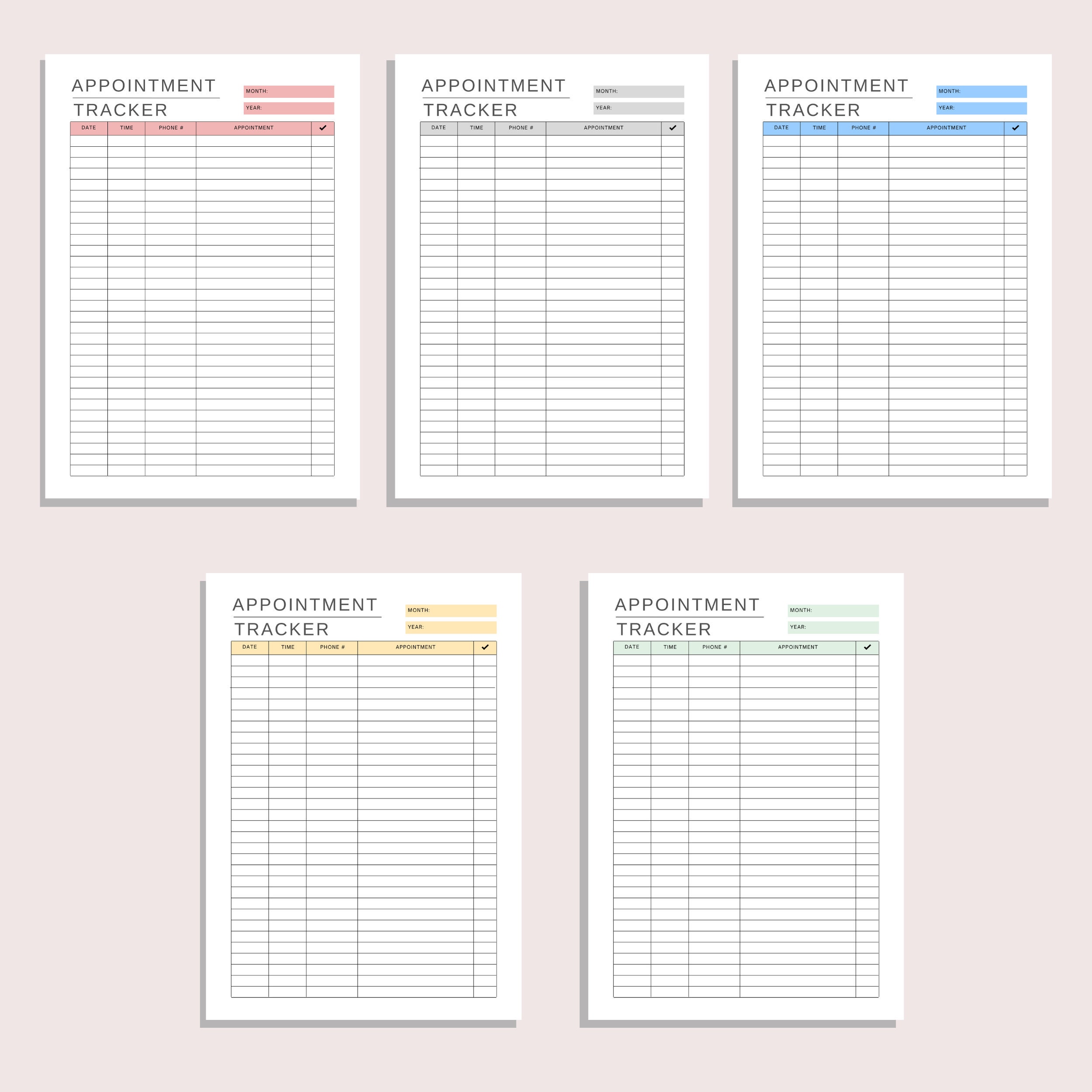 Appointment Tracker, Appointment Organiser, Client Log, Printable ...