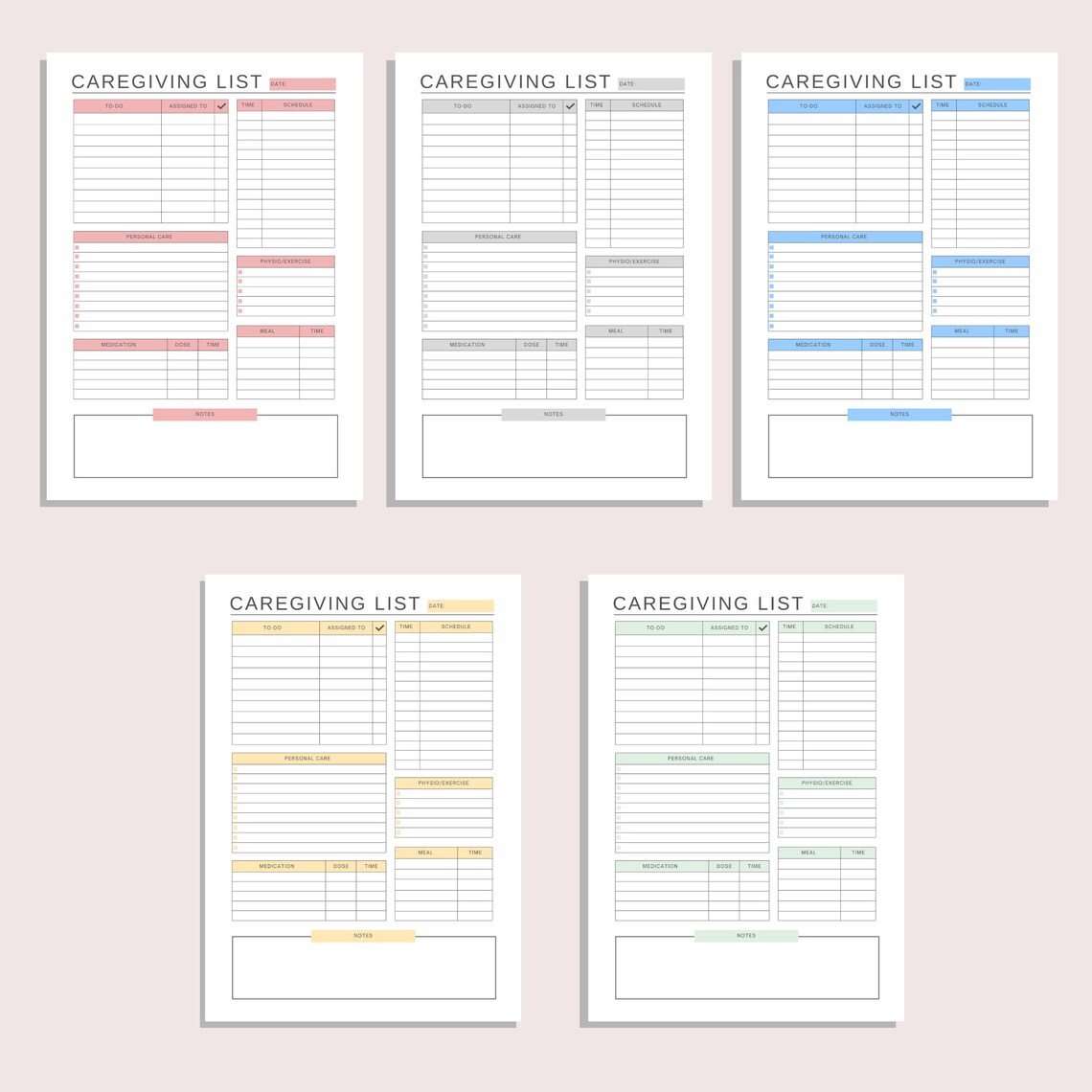 Caregiving List | Printable Daily List | Daily Checklist | Homecare Log ...