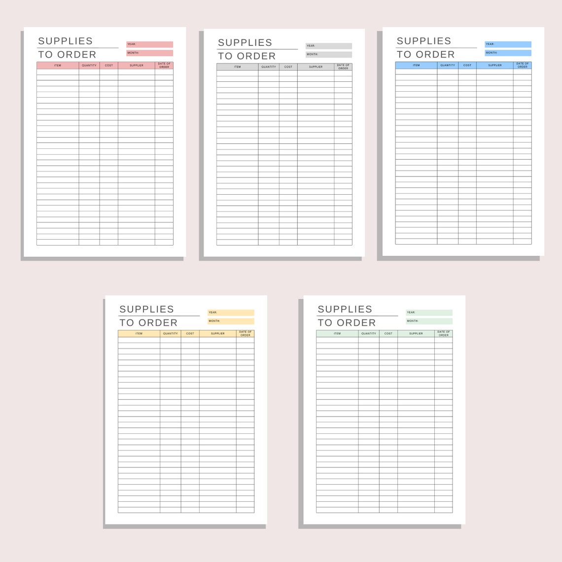 Business Inventory Tracker Printable | Supply Order Form | Product ...