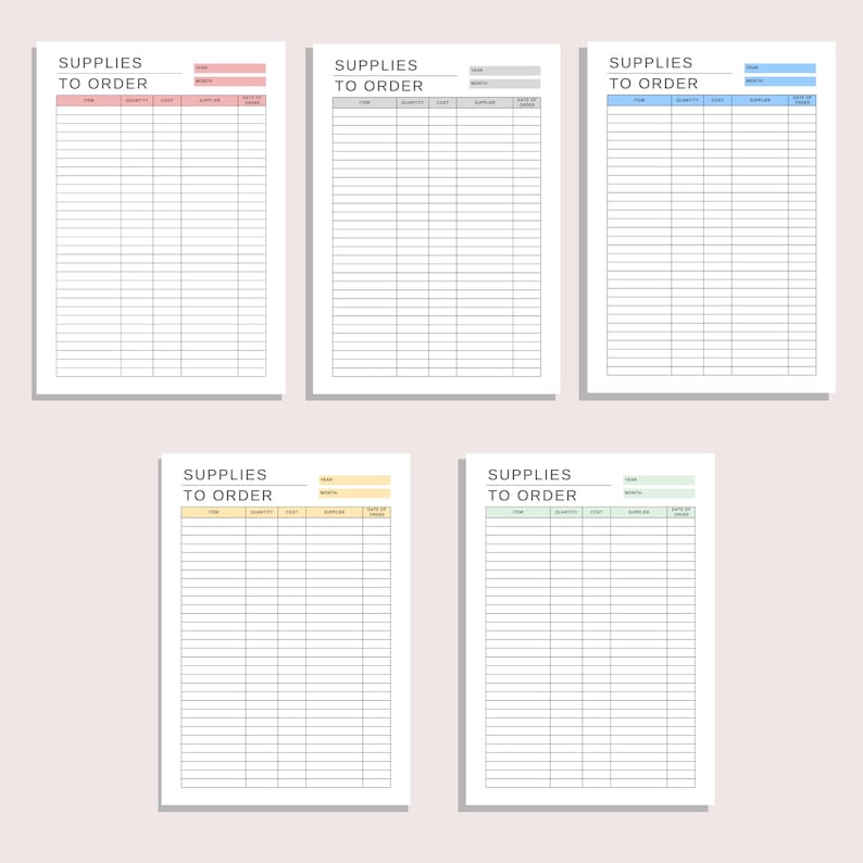Business Inventory Tracker Printable | Supply Order Form | Product ...