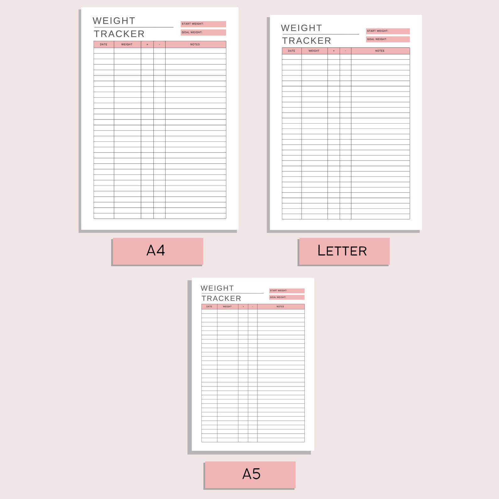 Weight Tracker | Printable Weight Loss Log | Health Journey | Fitness ...