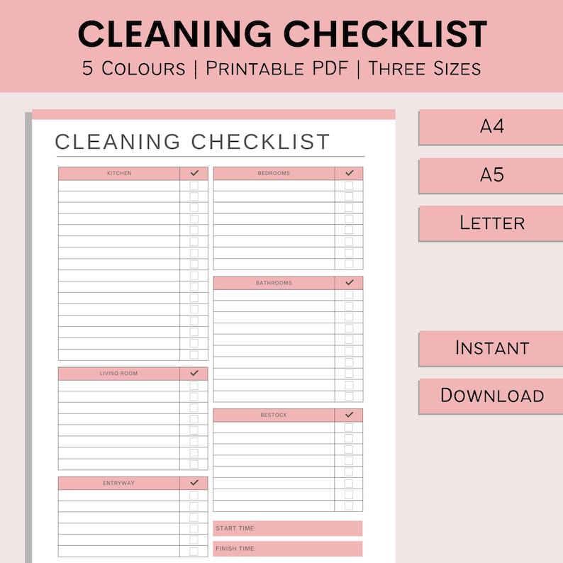 Blank Cleaning Checklist | Housekeeping Cleaning Schedule | Daily ...