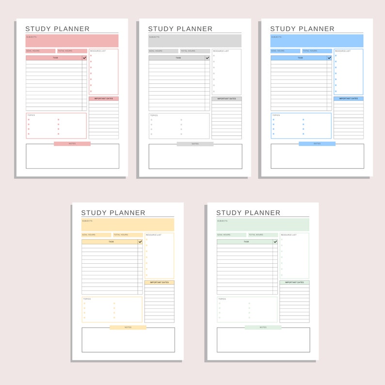 Study Planner, Printable Study Plan, Student Timetable, College Study ...