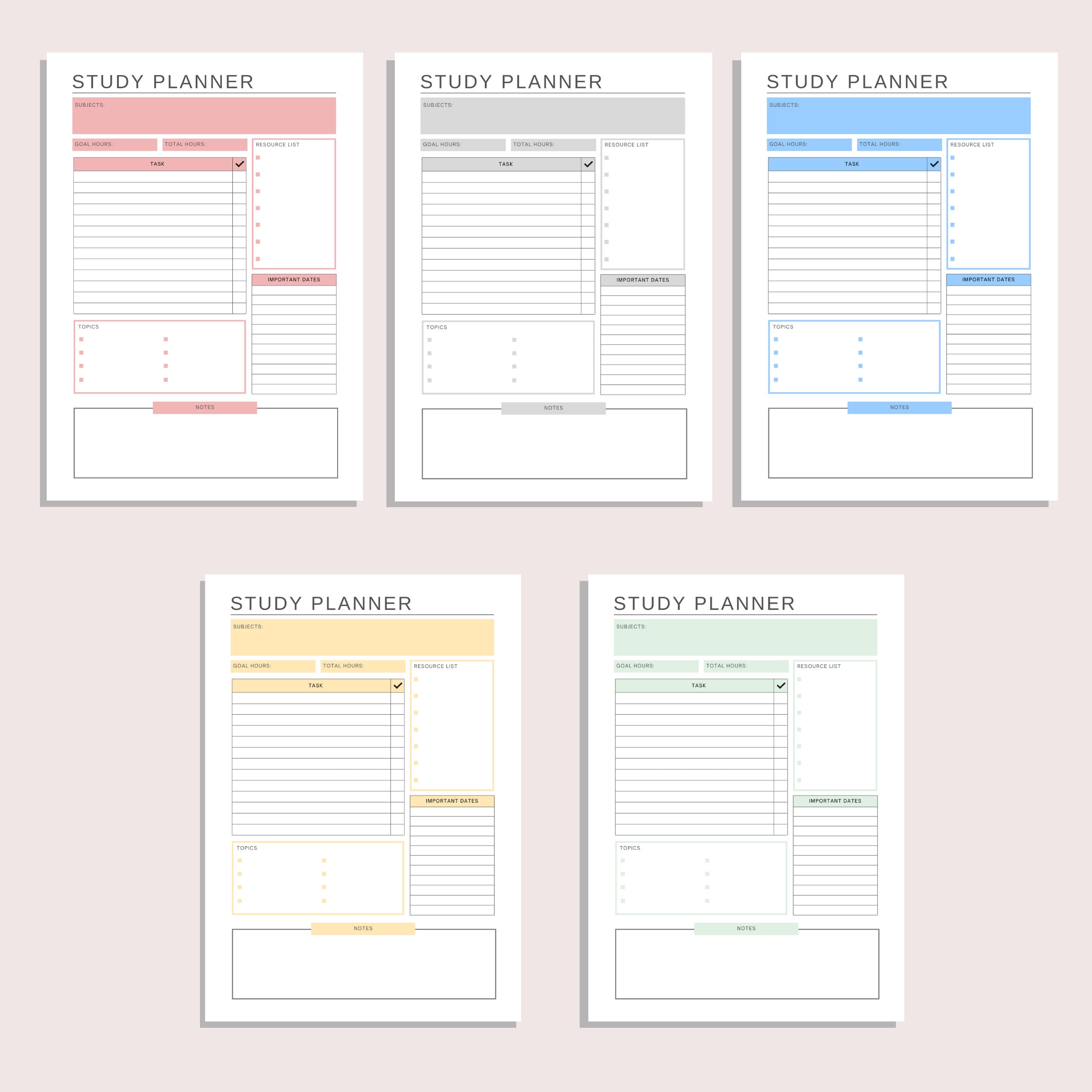 Study Planner, Printable Study Plan, Student Timetable, College Study ...