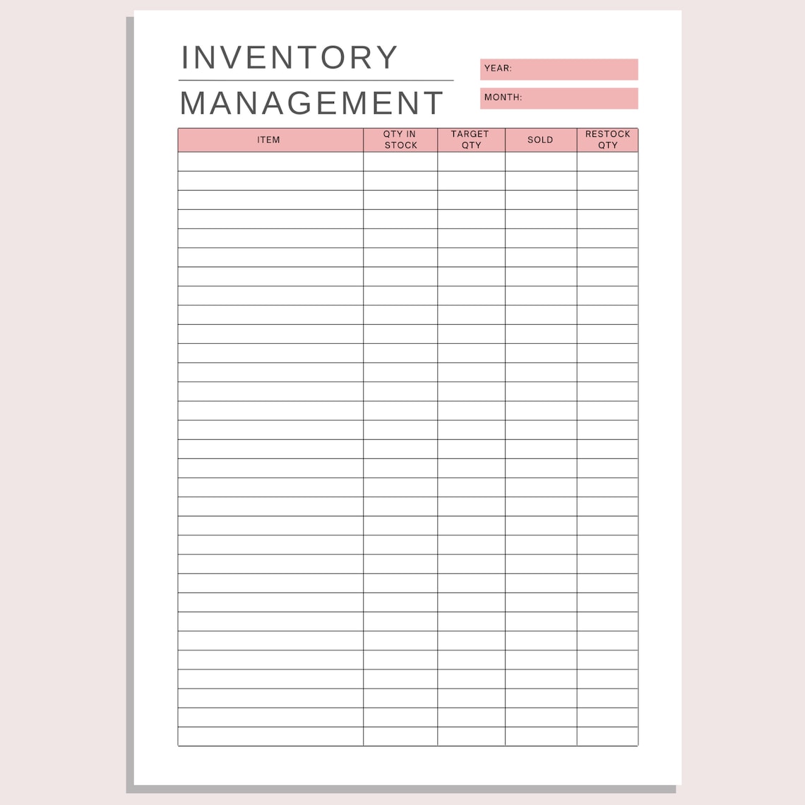 Inventory Management | Printable Inventory Form | Item Tracker ...