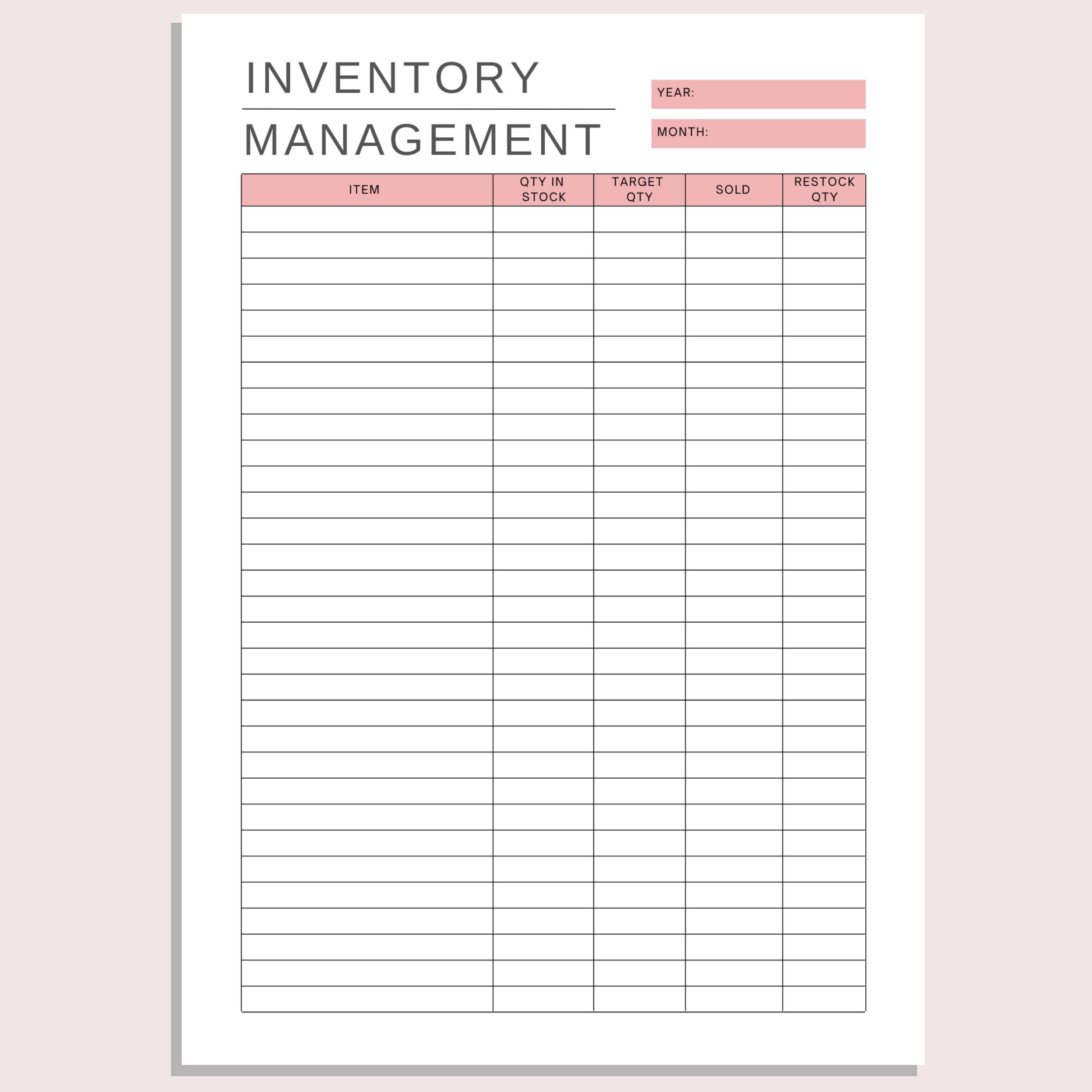 Inventory Management | Printable Inventory Form | Item Tracker ...