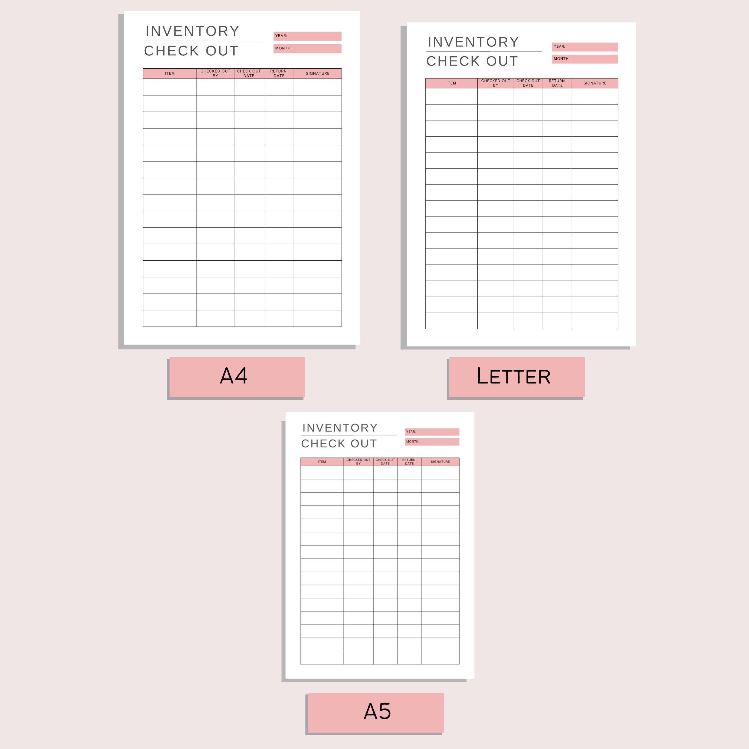 Inventory Check Out Sheet | Sign Out Form | Borrowing Tracker ...