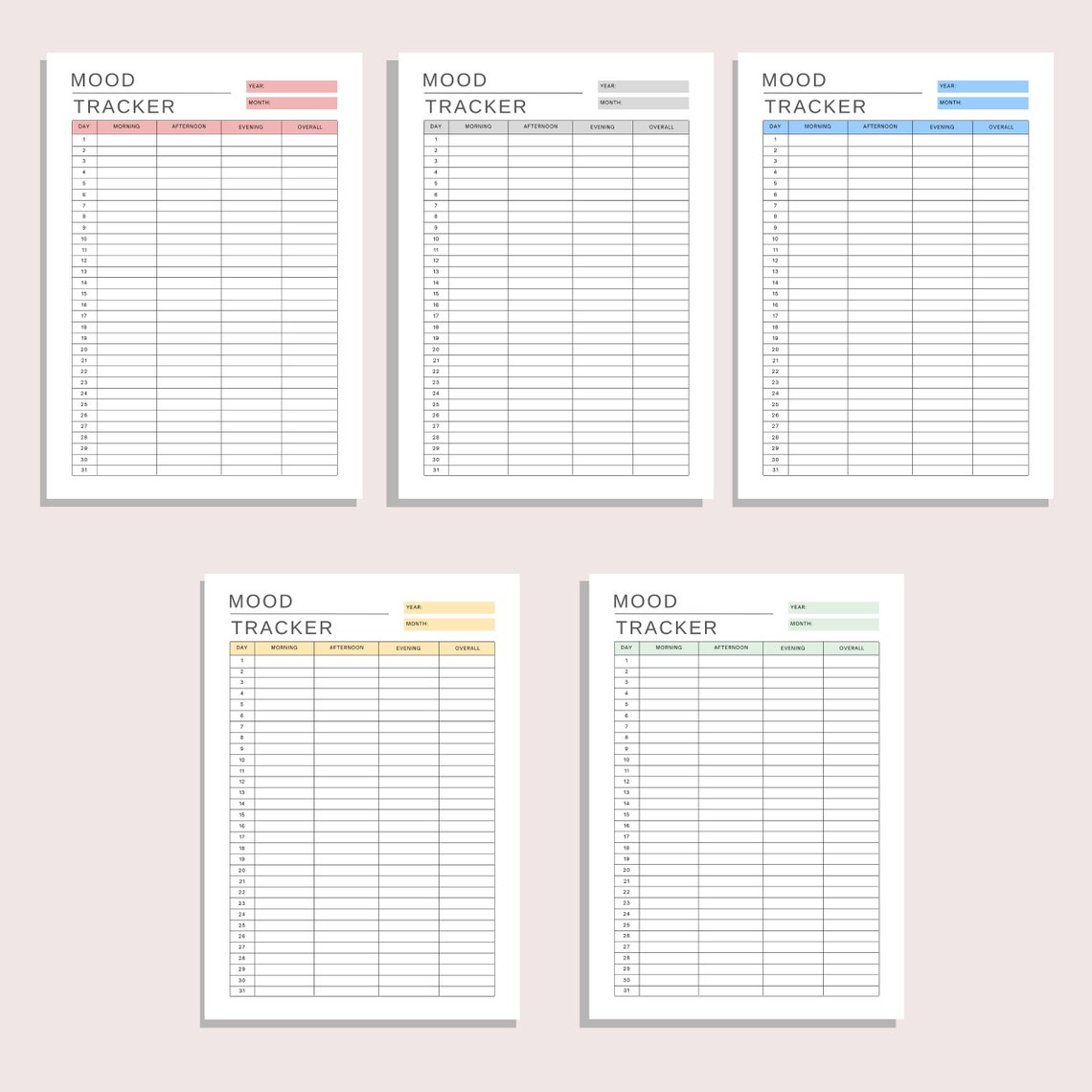 Mood Tracker | Printable Daily Mood Journal | Monthly Emotion Log ...