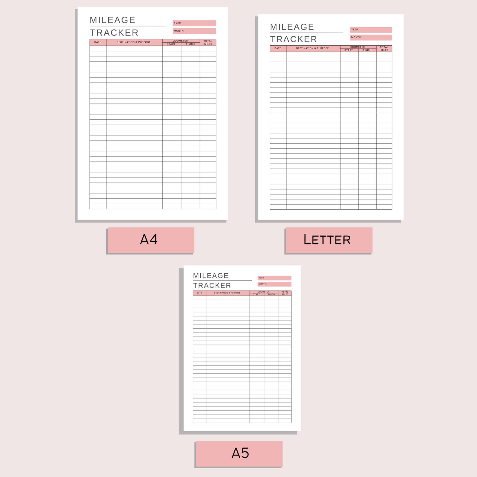 Mileage Tracker | Printable Mileage Log | Business Miles Sheet ...