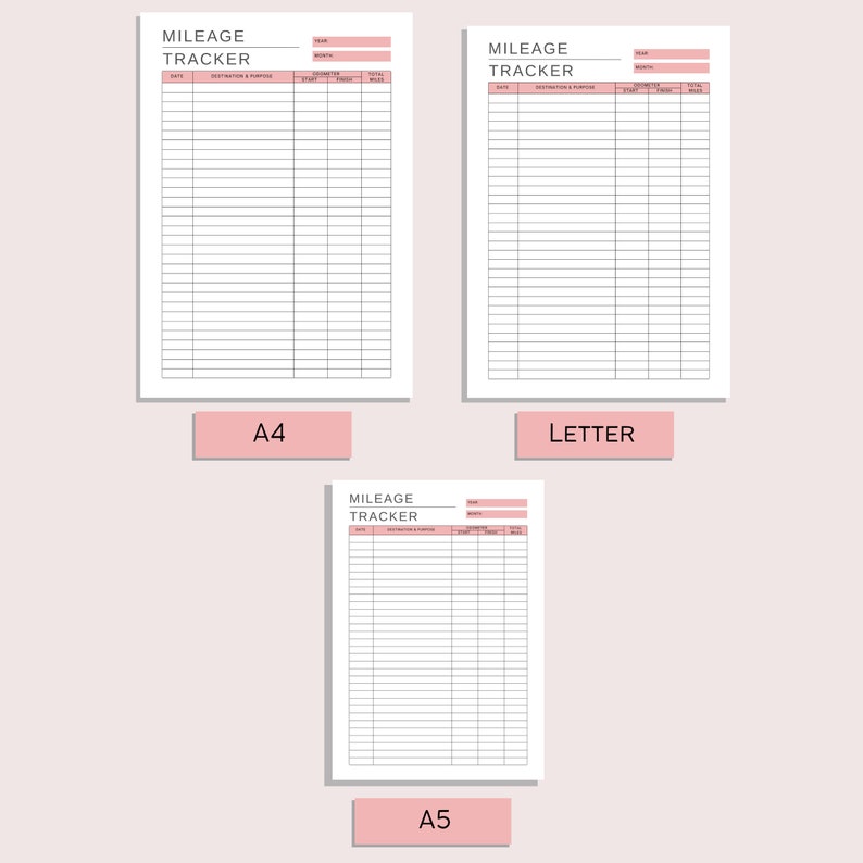 Mileage Tracker | Printable Mileage Log | Business Miles Sheet ...