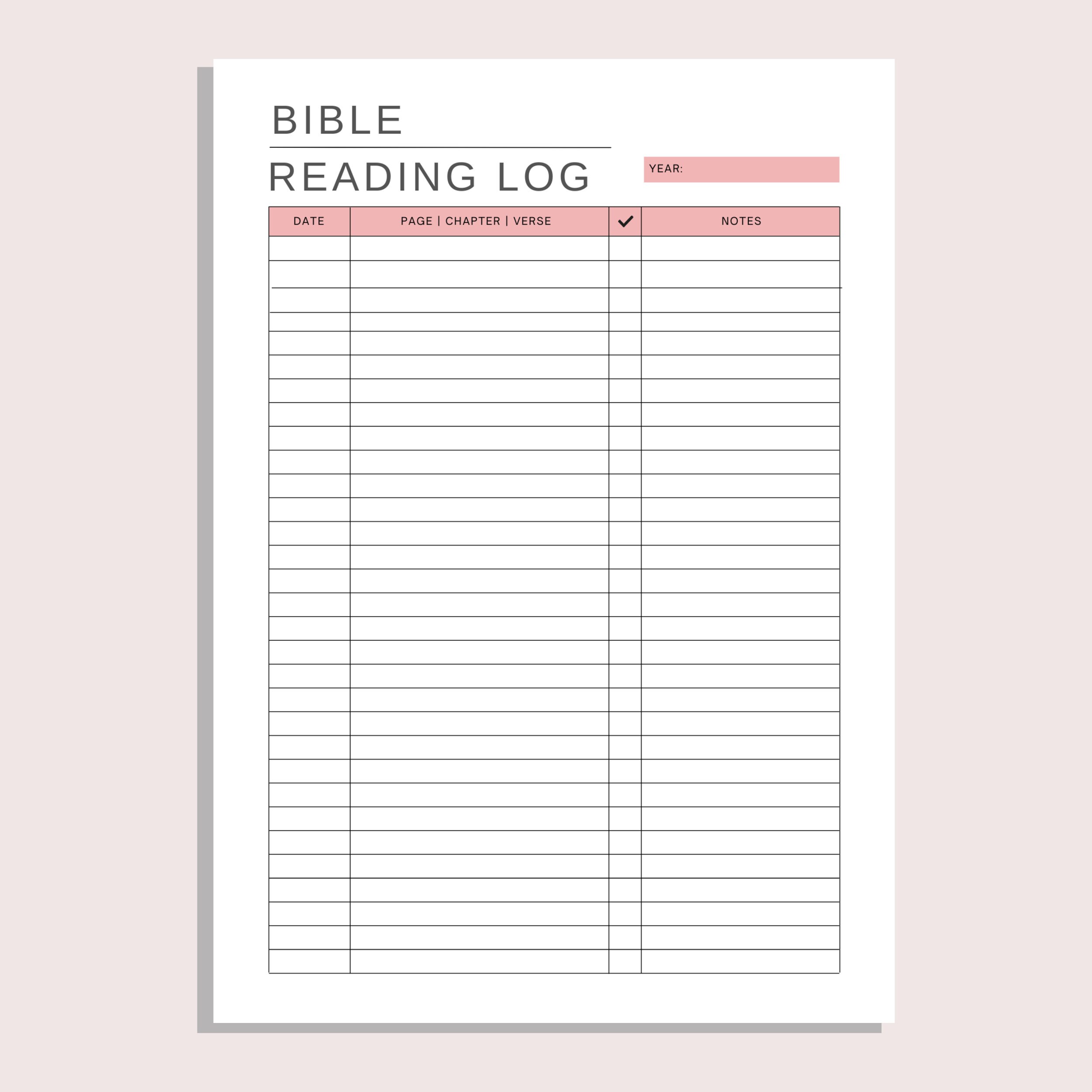 Bible Reading Log | Printable Reading Tracker | Bible Journal ...