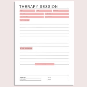 Therapy Session Notes | Printable Therapy Log | Mental Health Tracker ...