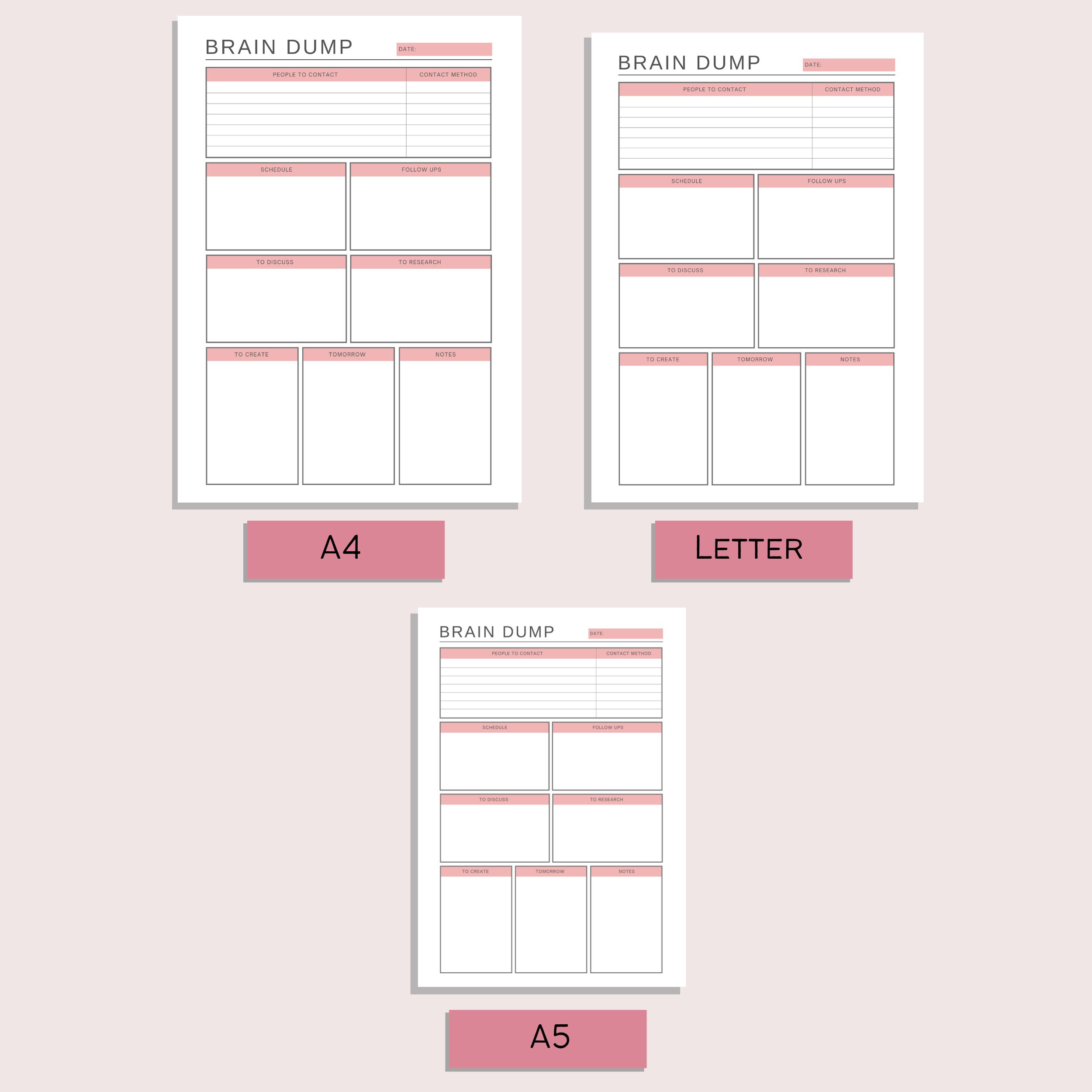 Printable Brain Dump Bundle Pack, ADHD Planner, to Do List ...