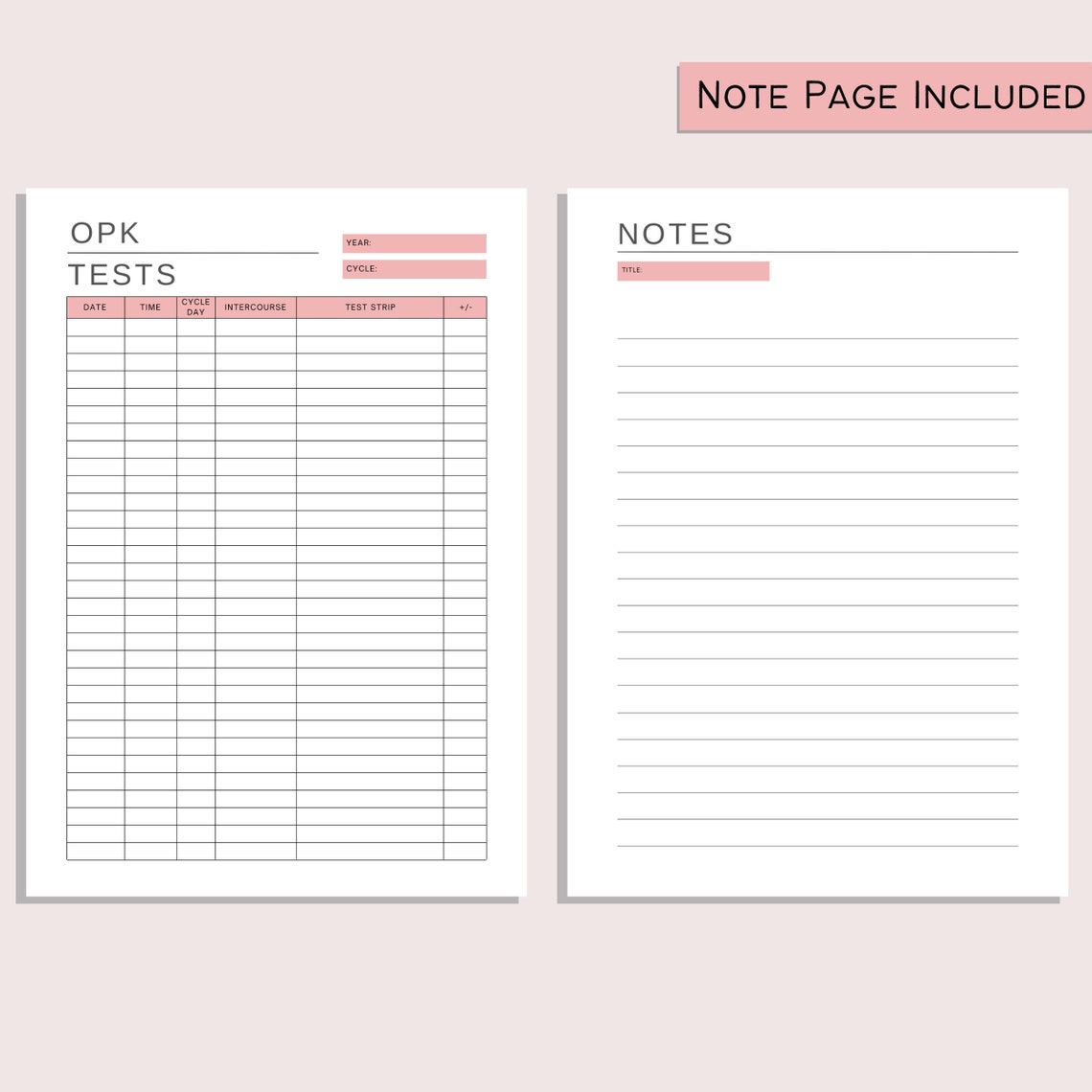 OPK Test Log | Ovulation Test Strip Sheet | Pregnancy Planner ...