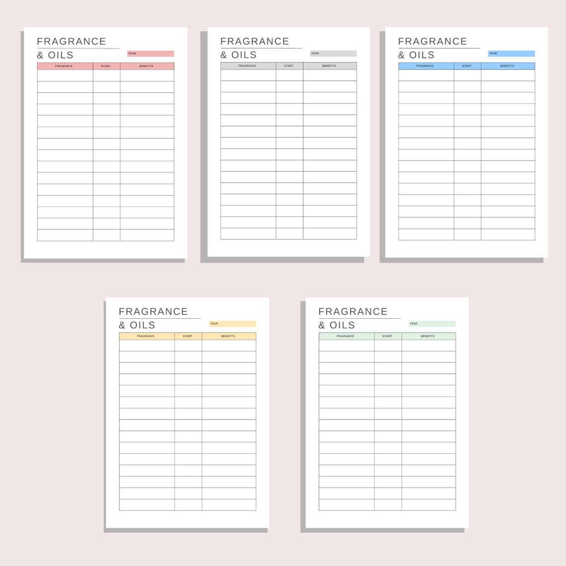 Fragrance and Oil Tracker | Essential Oil List | Craft Business Sheet ...