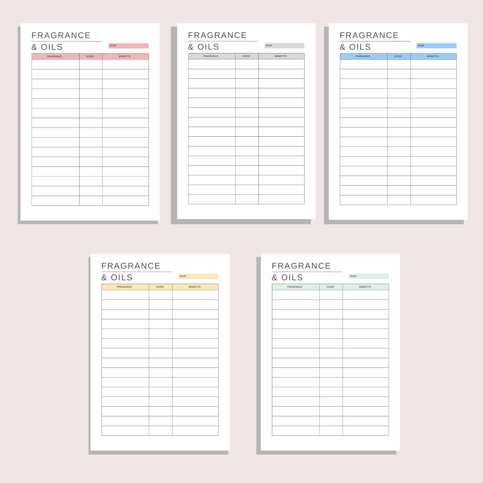 Fragrance and Oil Tracker Essential Oil List Craft Business Sheet ...