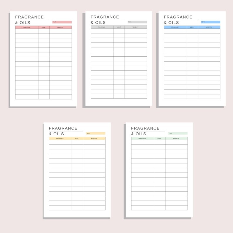 Fragrance and Oil Tracker | Essential Oil List | Craft Business Sheet ...