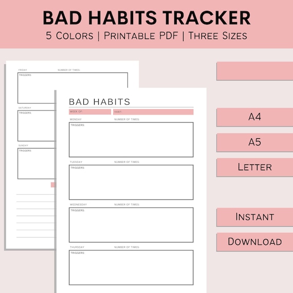 Bad Habit Tracker Printable Habit Pattern Log Habit Loop - Etsy