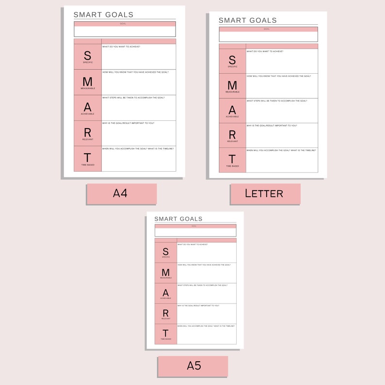 SMART Goals Template | Printable Goal Setting Worksheet | Small ...