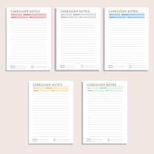 Caregiver Notes Sheet | Printable Elderly Care | Home Health Care Notes ...
