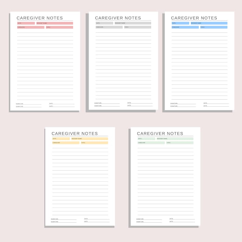 Caregiver Notes Sheet | Printable Elderly Care | Home Health Care Notes ...