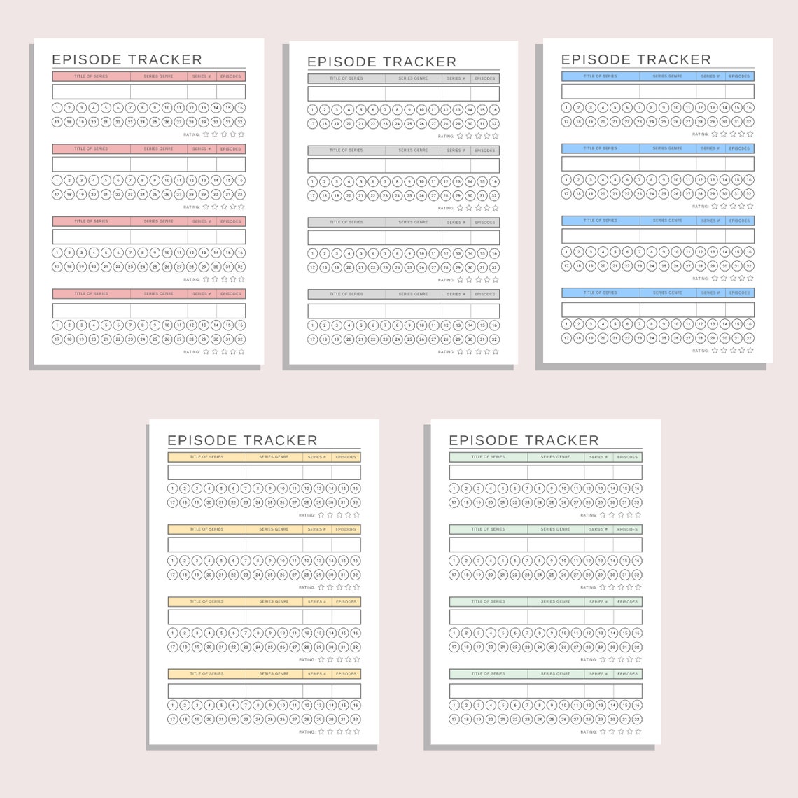 TV Series Episode Tracker | Television Journal Log | Tv Show Tracker ...