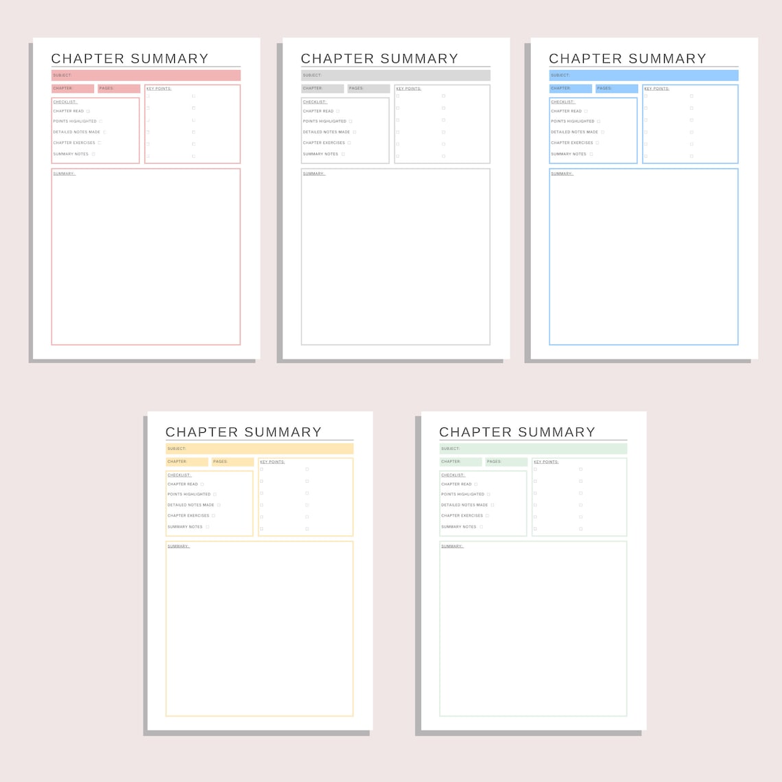 Chapter Summary | Printable Note Taking Sheet | College Reading Planner ...