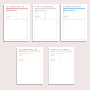 Chapter Summary | Printable Note Taking Sheet | College Reading Planner ...