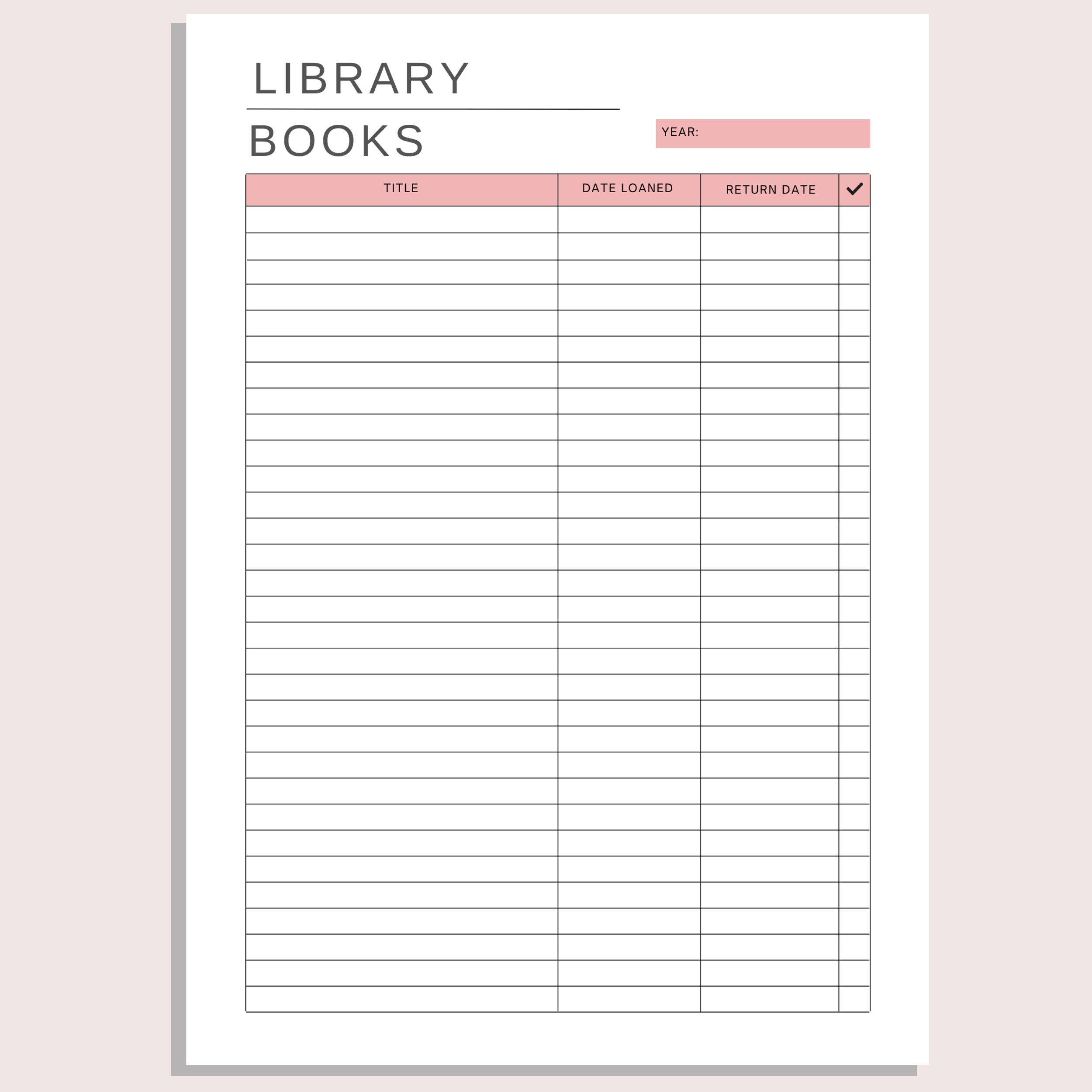 Library Book Tracker | Printable Library Planner | Book Journal ...