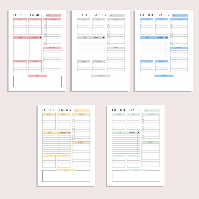 Office Tasks Tracker | Printable Work Plan | Office Organizer | Work ...