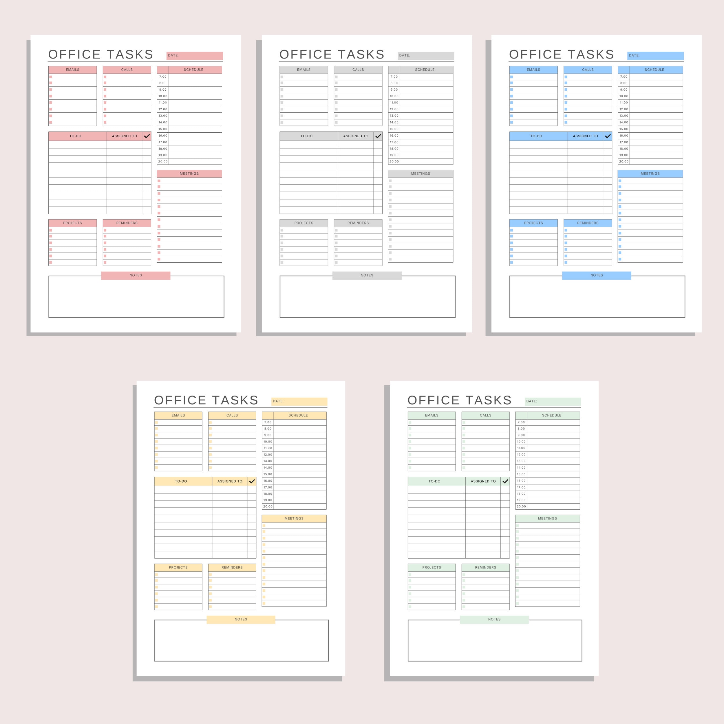 Office Tasks Tracker | Printable Work Plan | Office Organizer | Work ...