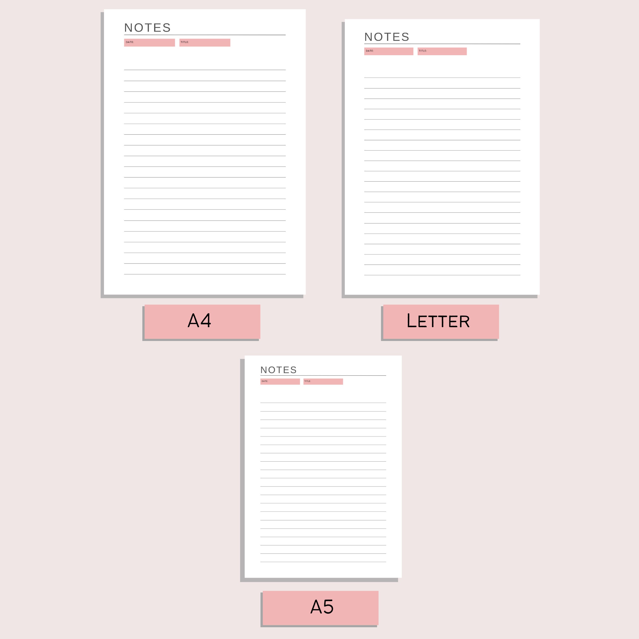 Lined Note Paper | Printable Note Pages | Notes Planner Insert | Print ...
