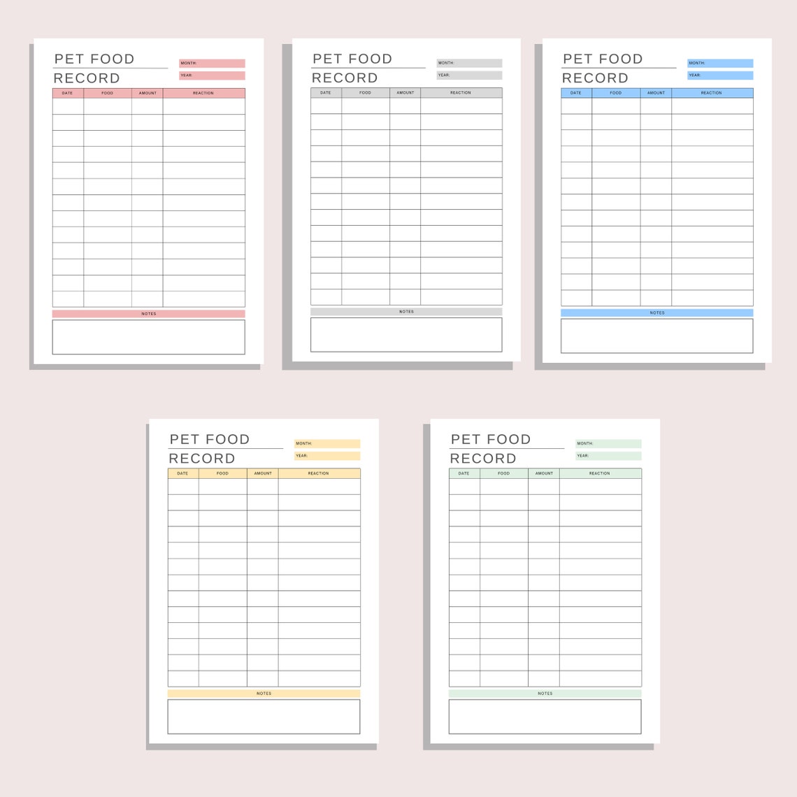Pet Food Record | Printable Food Sensitivity Test | Cat Food Tracker ...