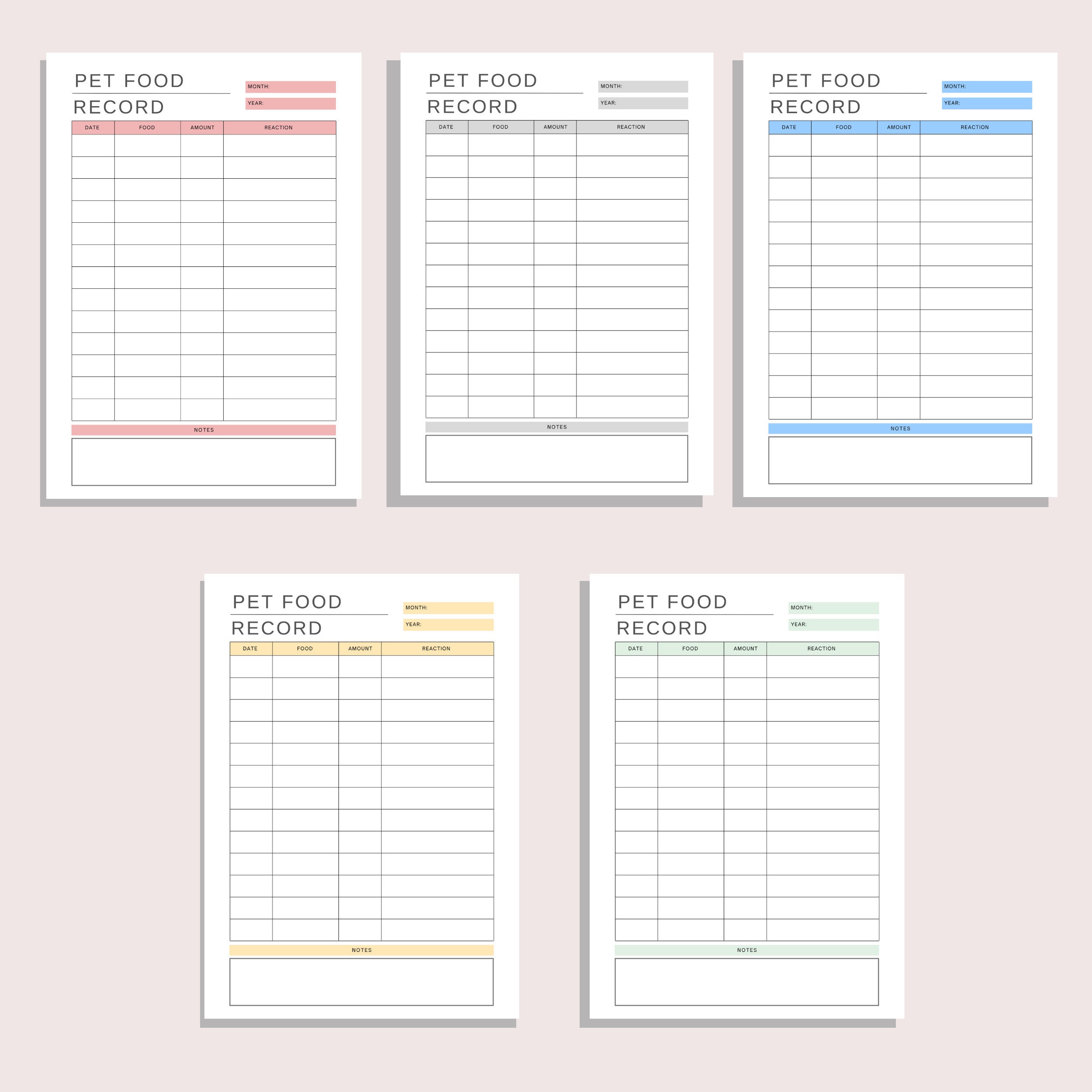 Pet Food Record | Printable Food Sensitivity Test | Cat Food Tracker ...