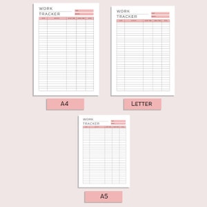 Work Tracker | Printable Work Log | Time Spent Track | Activity Manager ...