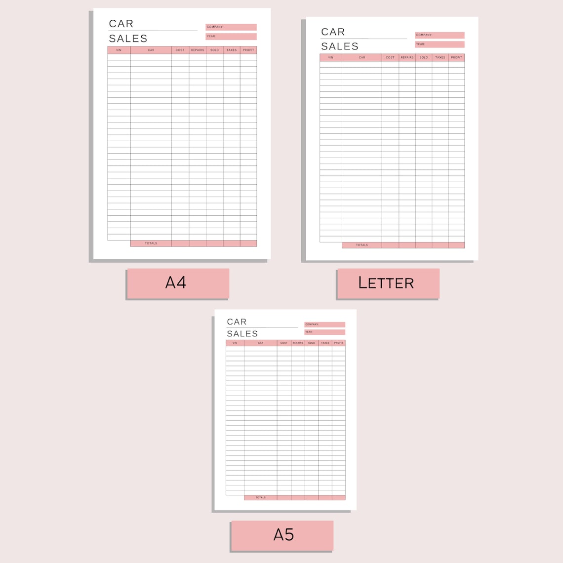 Car Sales Tracker | Printable Vehicle Profit Log | Car Salesman Sheet ...
