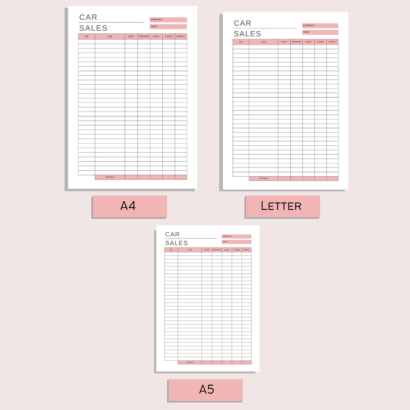 Car Sales Tracker | Printable Vehicle Profit Log | Car Salesman Sheet ...