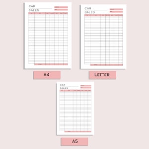 Car Sales Tracker | Printable Vehicle Profit Log | Car Salesman Sheet ...