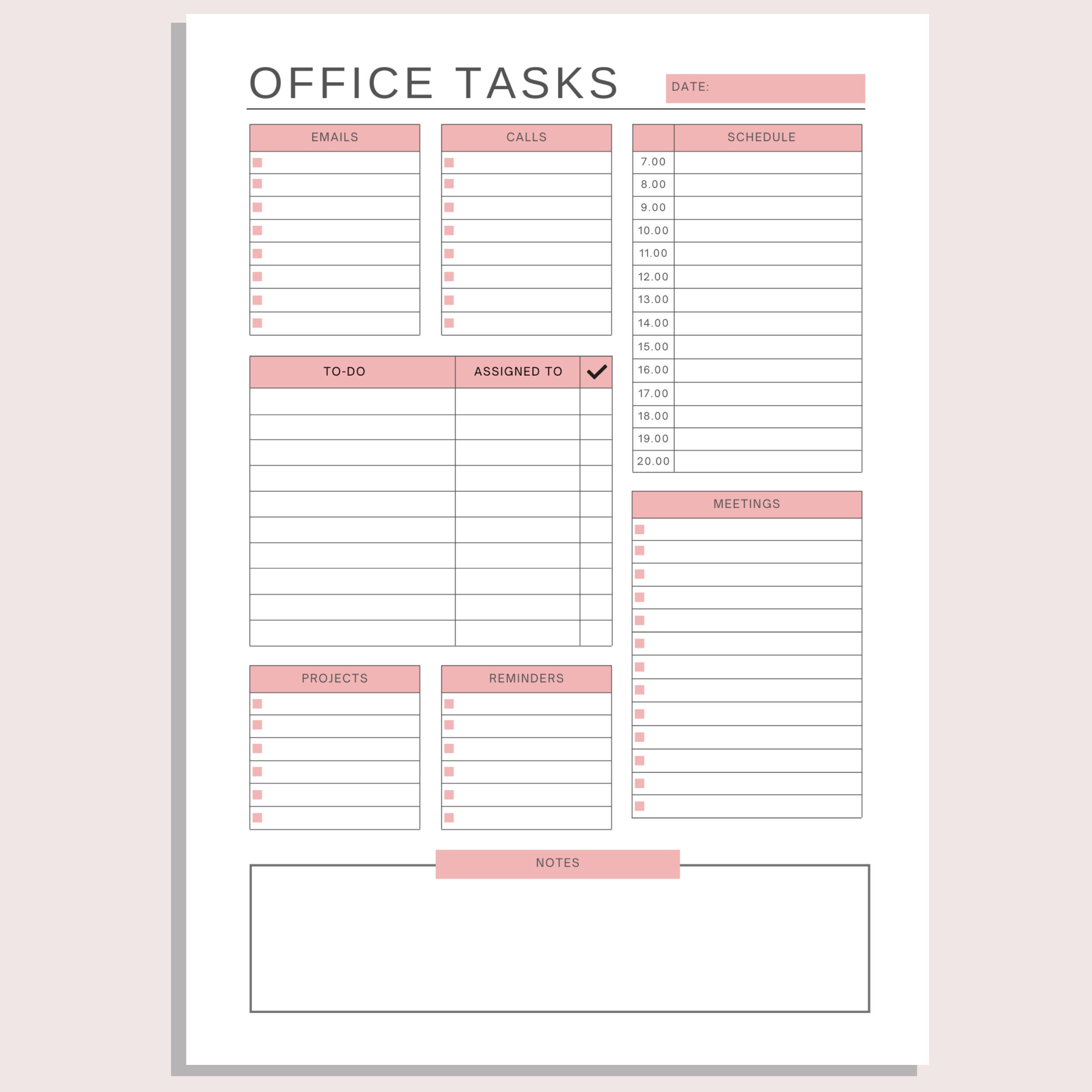 Office Tasks Tracker | Printable Work Plan | Office Organizer | Work ...