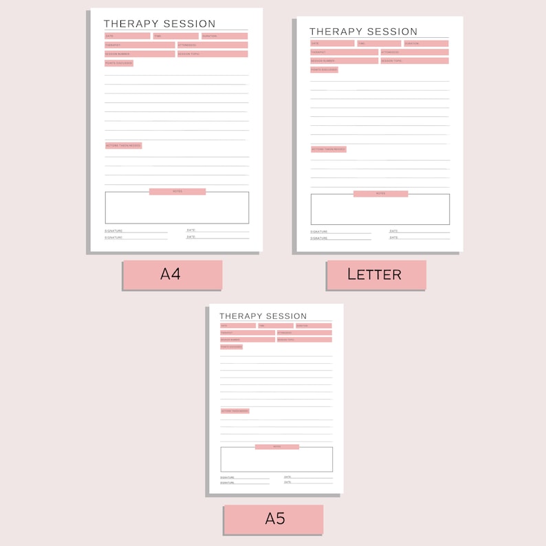 Therapy Session Notes | Printable Therapy Log | Mental Health Tracker ...